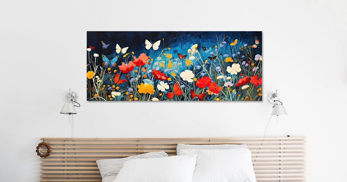 Bloemenveld van De Mooiste Kunst op canvas, behang en meer